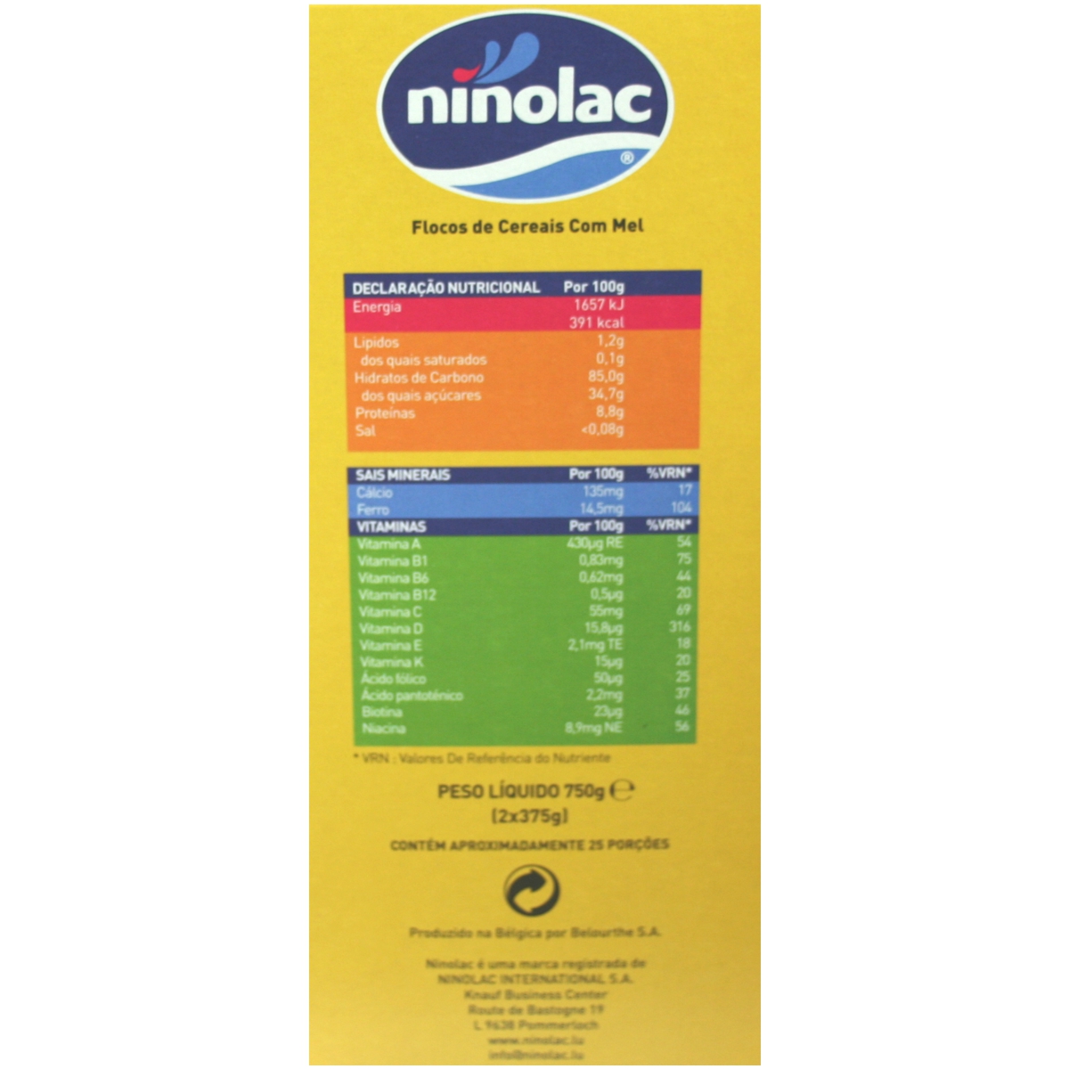 Flocos de Cereais com Mel Ninolac 750g